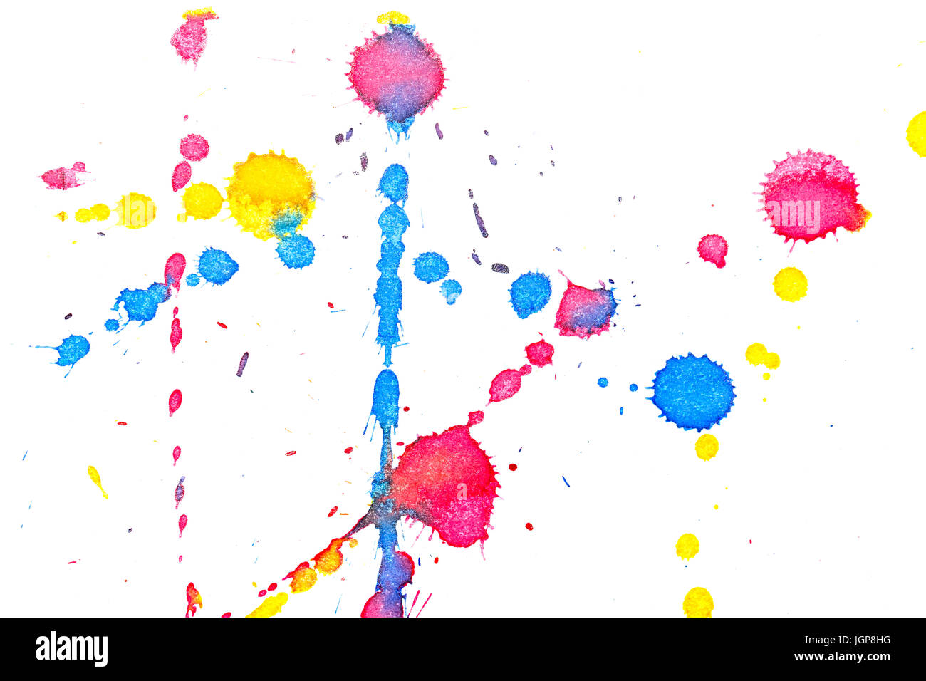 Abstract red, yellow and blue ink splash. Ink blots. Elements of design ...