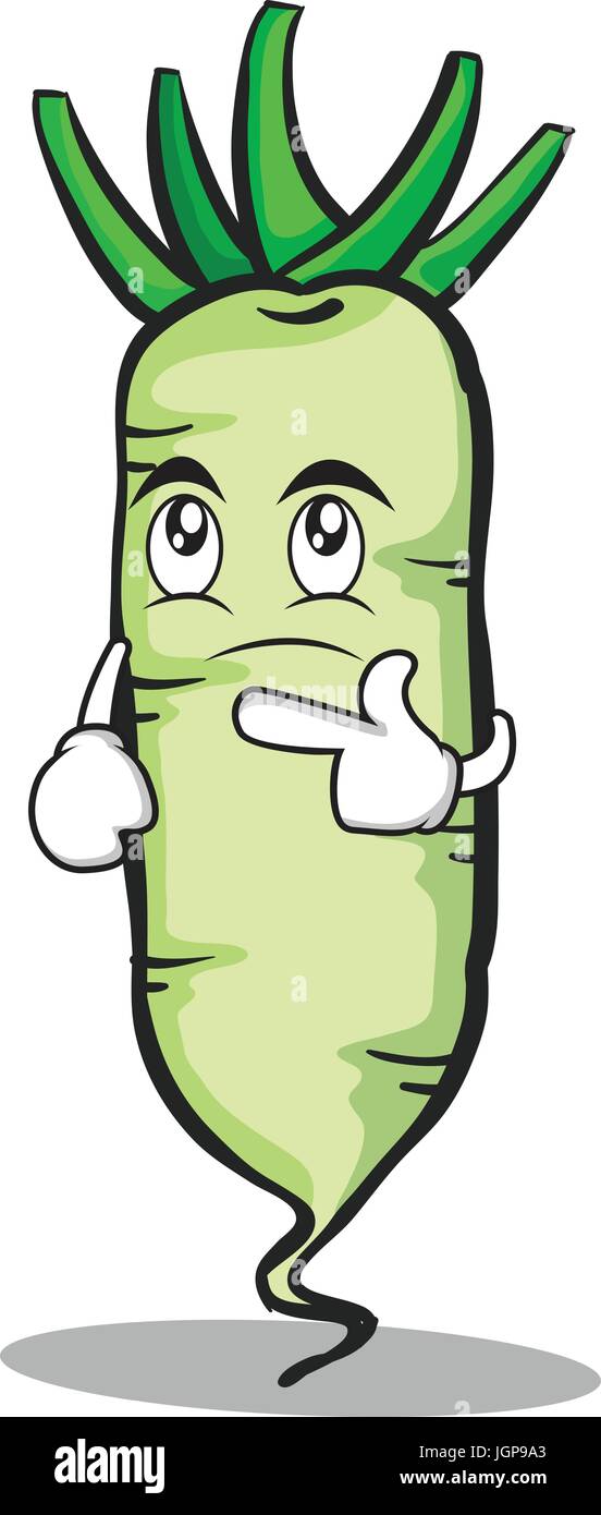 Thinking face white radish cartoon character Stock Vector Image & Art ...