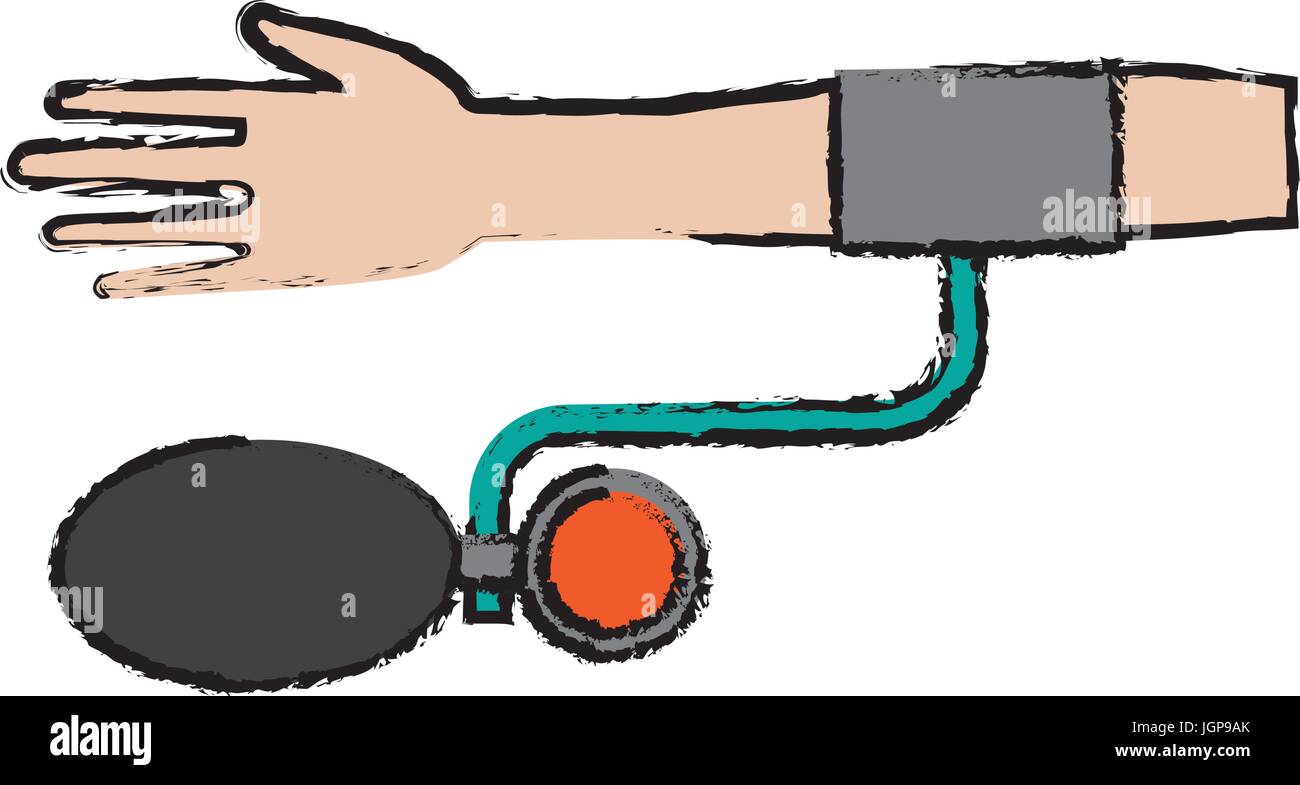 human hand with measuring pressure blood medicine vector illustration ...