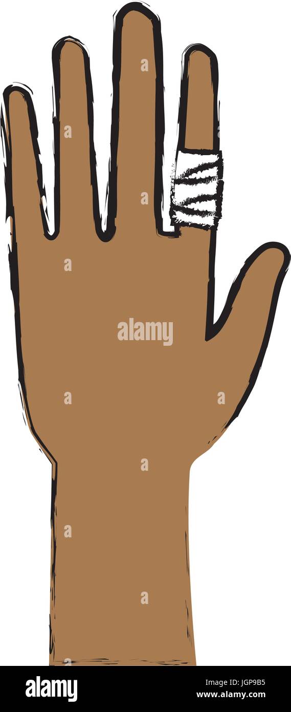human hand with finger bandage medical vector illustration Stock Vector ...