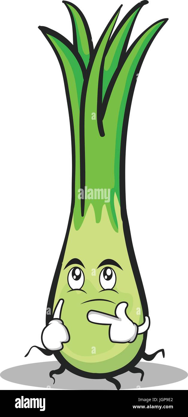 Thinking face leek character cartoon Stock Vector Image & Art - Alamy