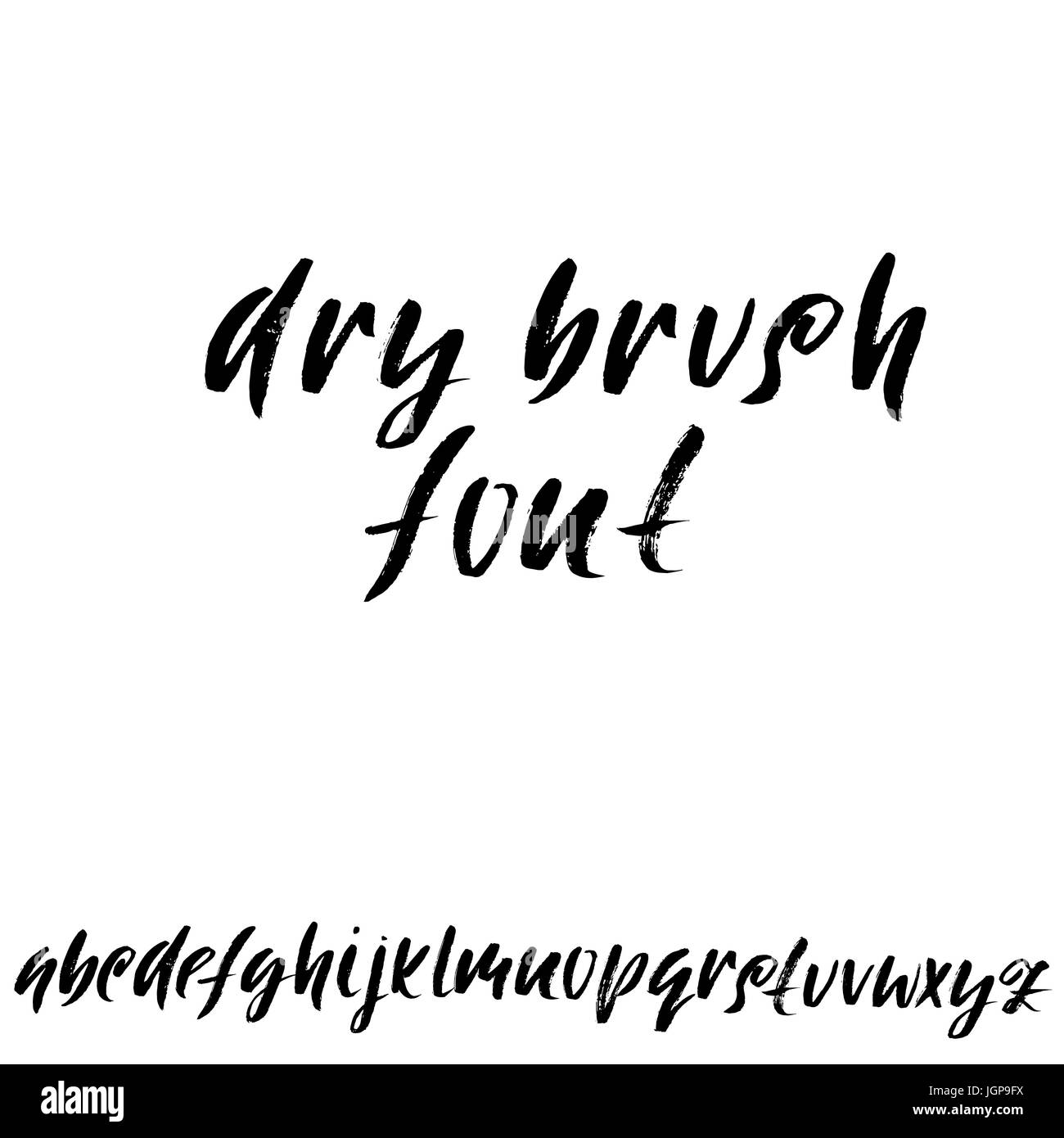 Hand drawn dry brush font. Modern brush lettering. Grunge style ...