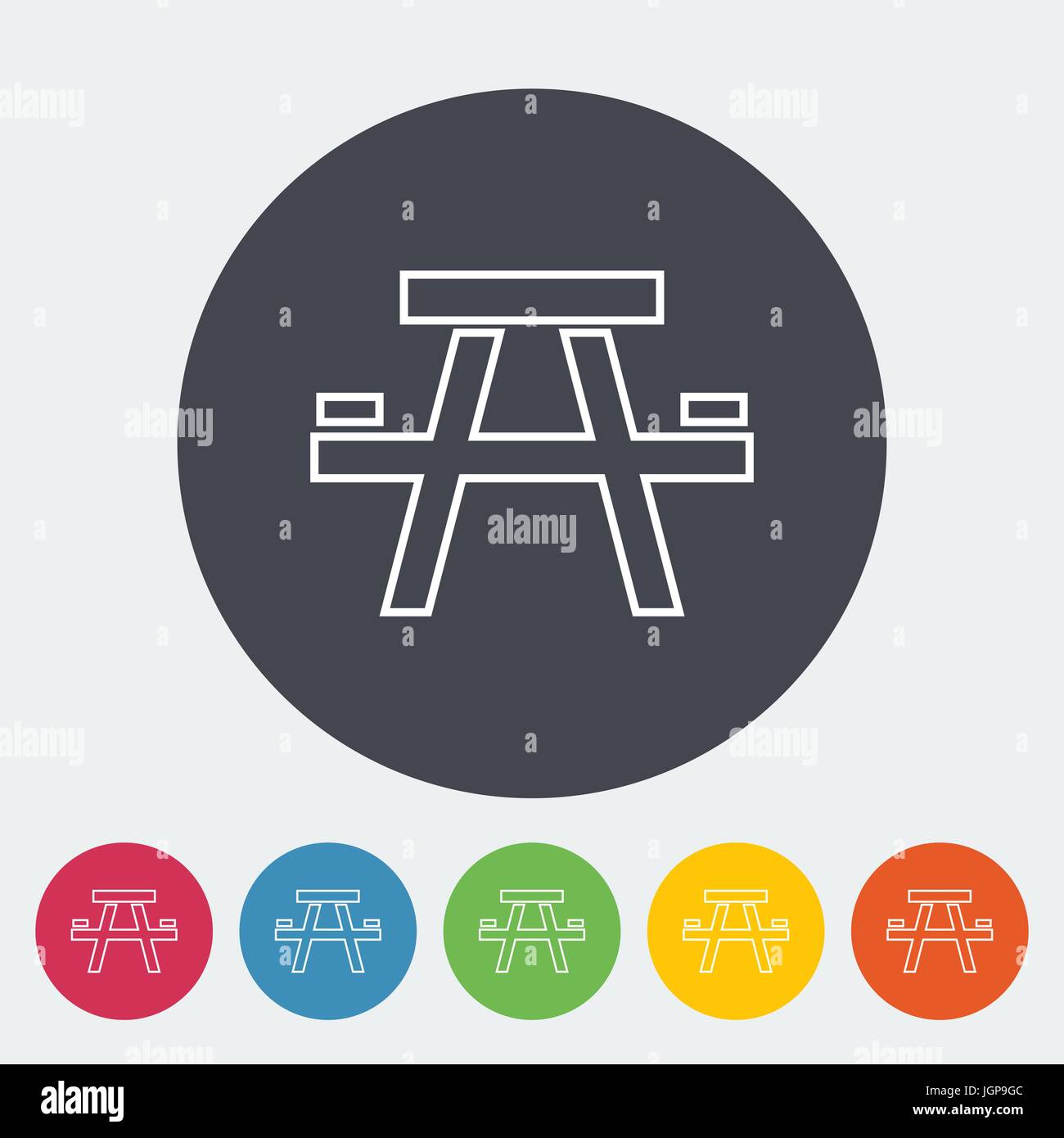 Camping table. Single flat icon on the circle. Vector illustration ...
