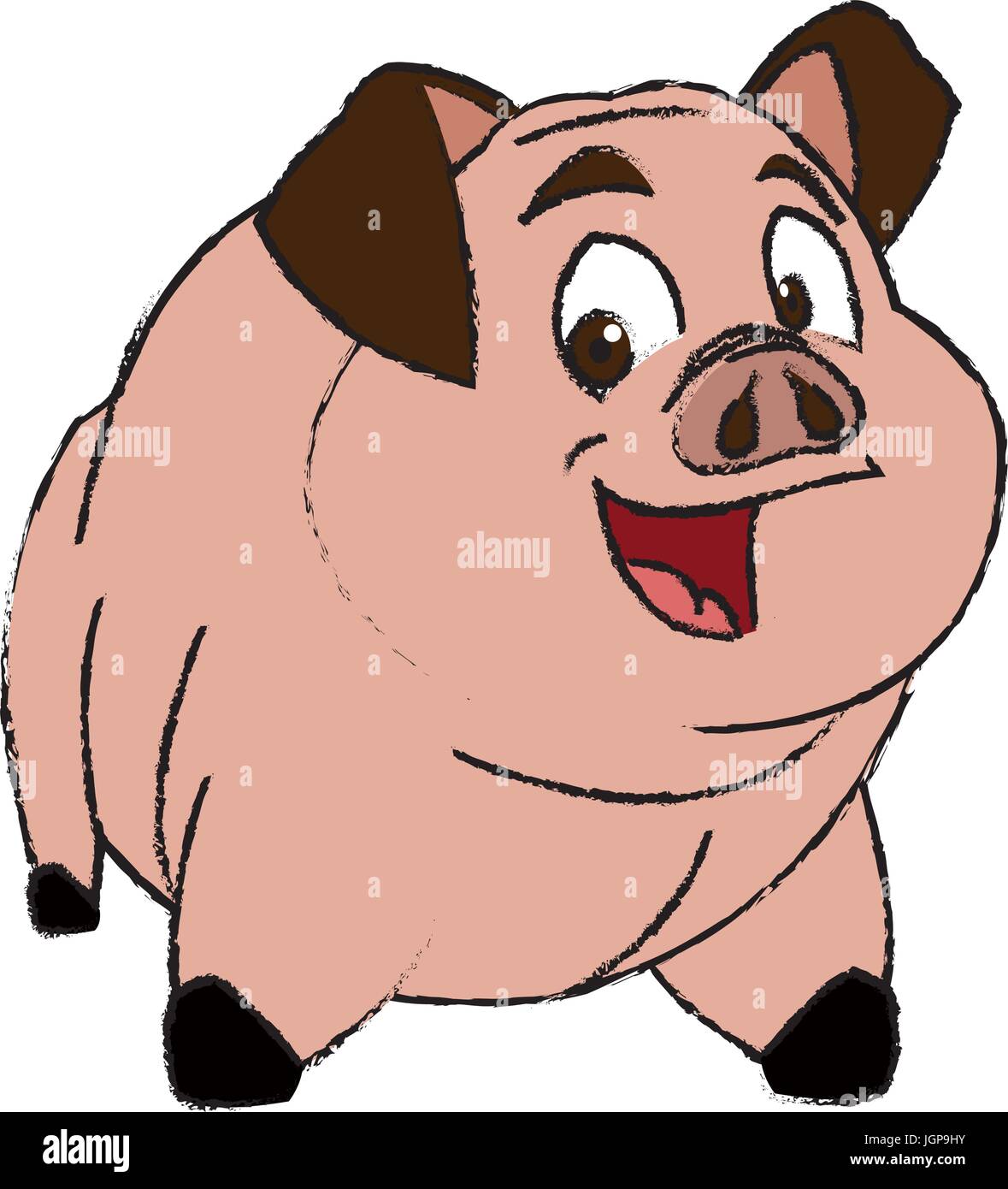 cute pig face funny piggy smiling vector illustration Stock Vector ...
