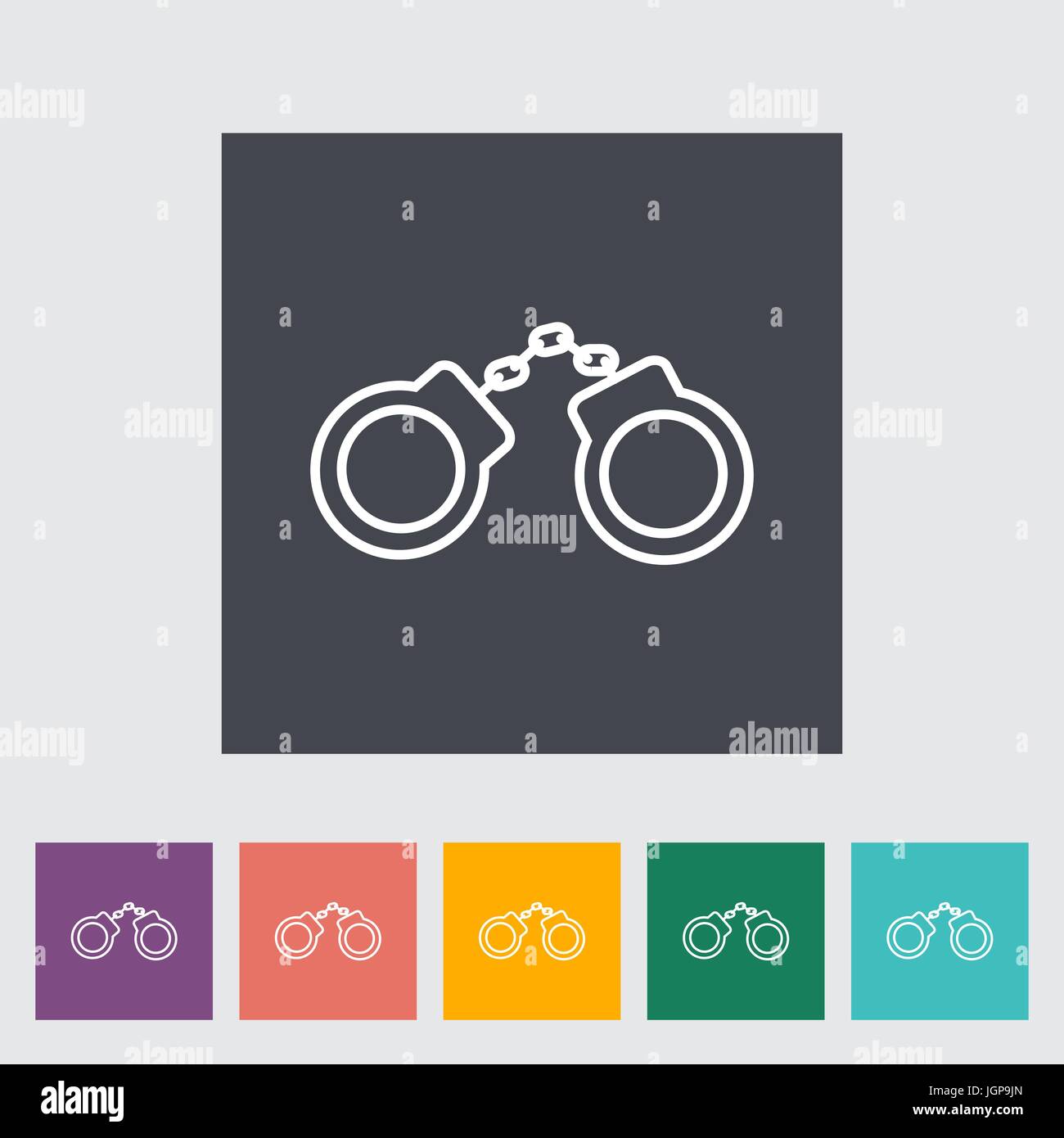 Handcuffs. Single flat icon on the button. Vector illustration Stock ...