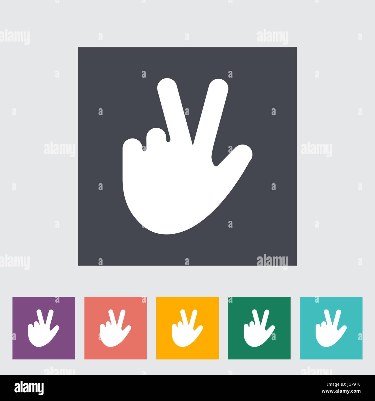 Hand sign. Single flat icon on the button. Vector illustration Stock ...