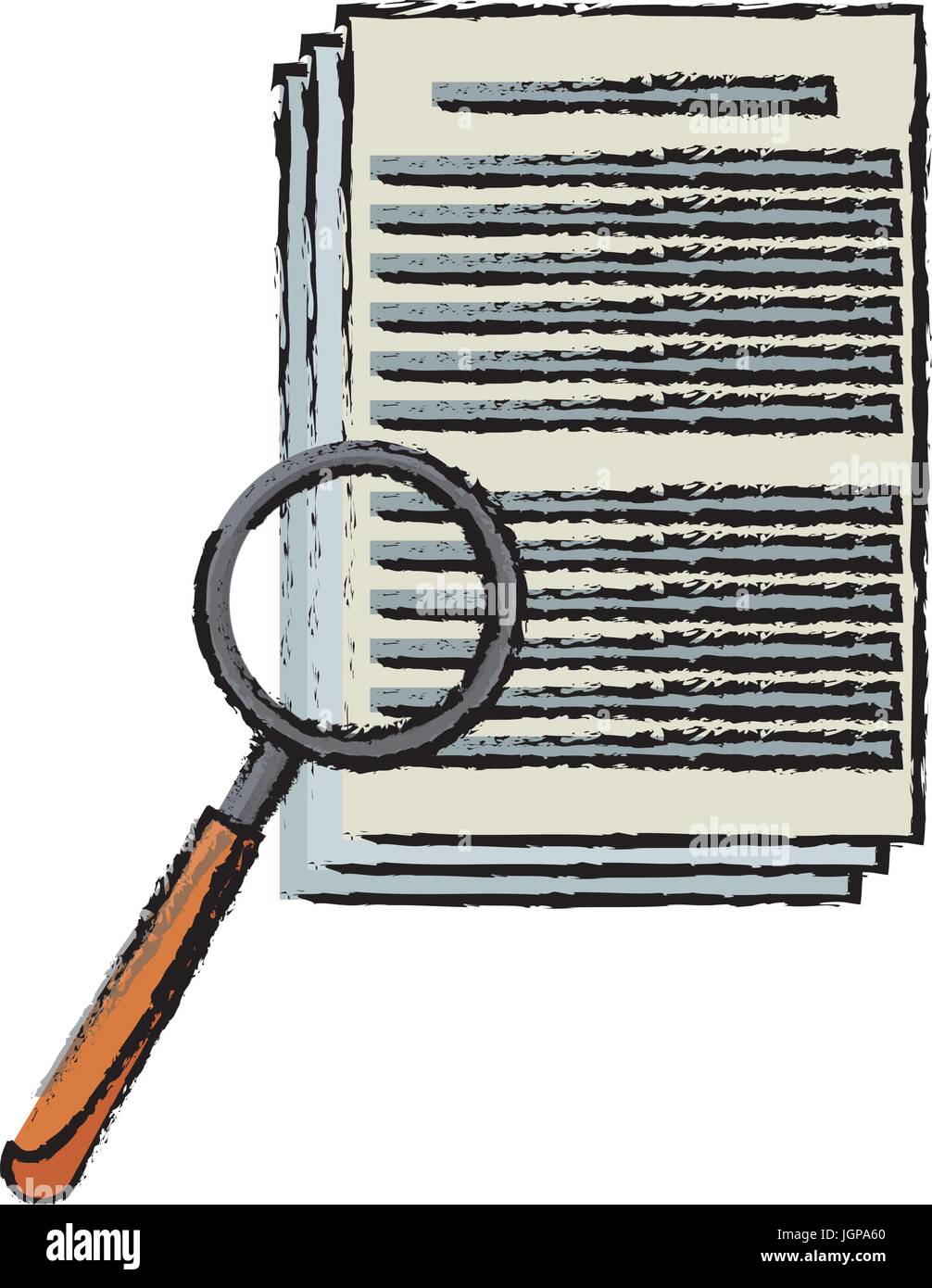 document magnifier tool office work vector illustration Stock Vector ...