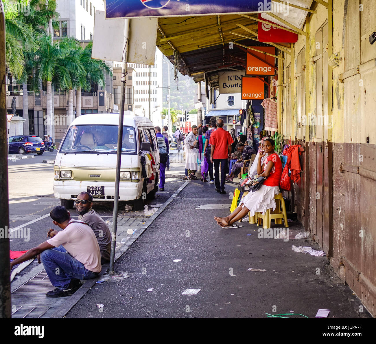 Port Louis, Mauritius - Jan 4, 2017. People at Central Market in Port ...