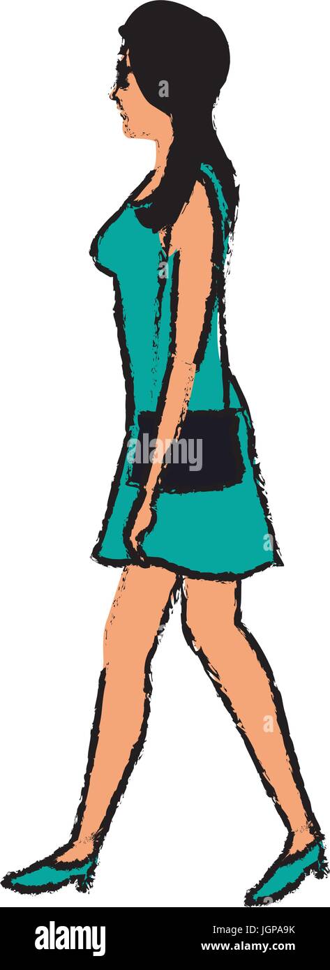 woman character walking people cartoon vector illustration Stock Vector ...