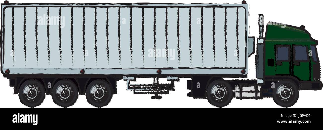 drawing truck container shipping cargo vector illustration Stock Vector ...