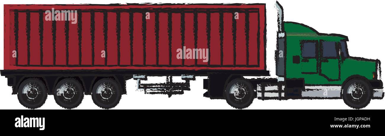 drawing truck container shipping cargo vector illustration Stock Vector ...