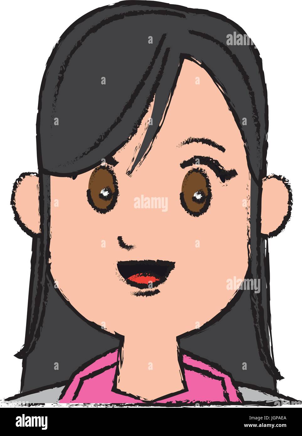 girl young smiling pretty cartoon vector illustration Stock Vector ...