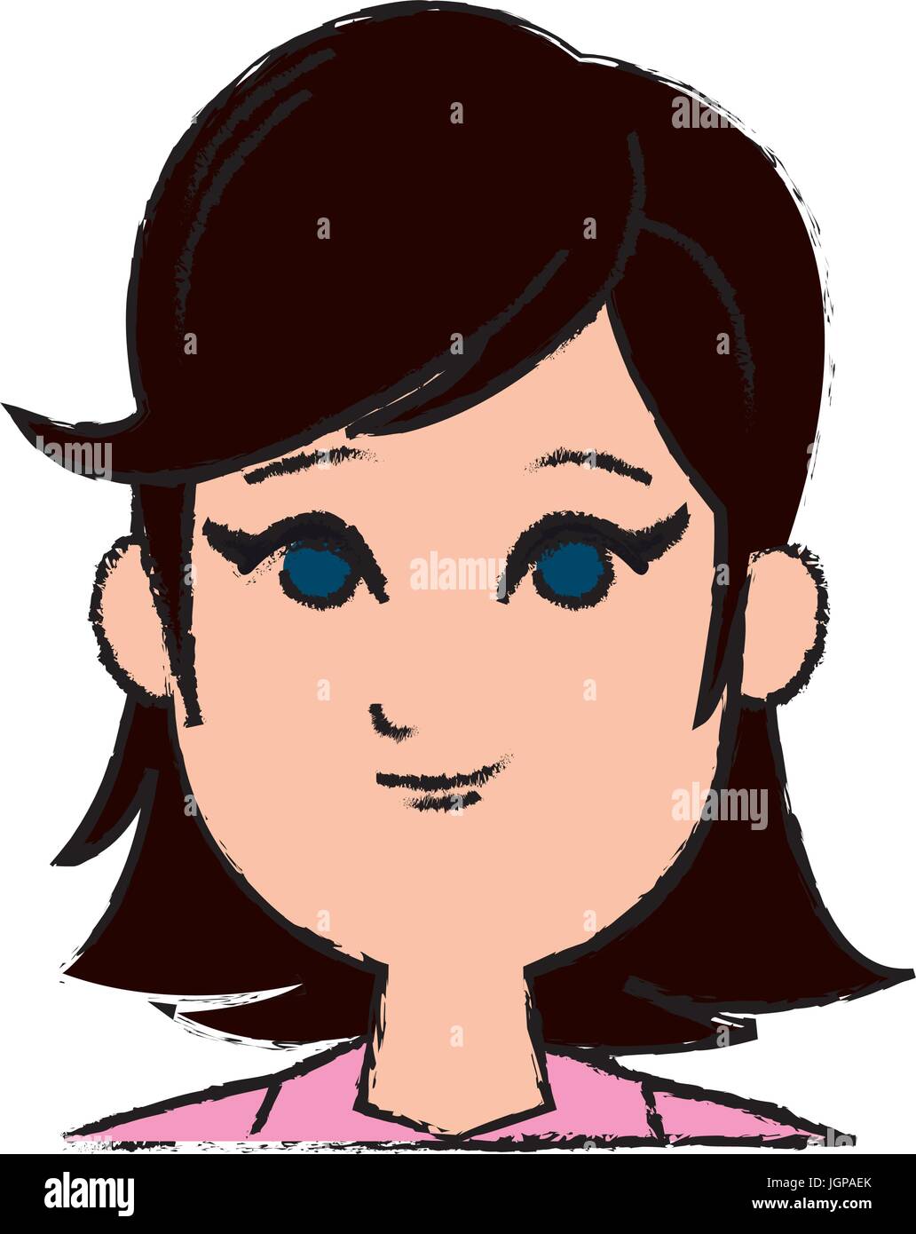 girl young smiling pretty cartoon vector illustration Stock Vector ...