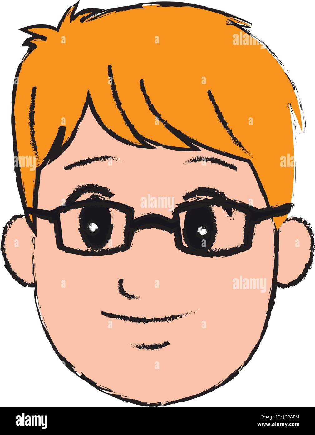 cartoon head young man smile expression vector illustration Stock ...