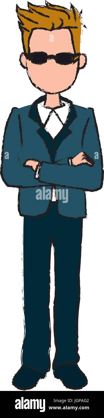 business man cartoon standing people employee vector illustration Stock ...