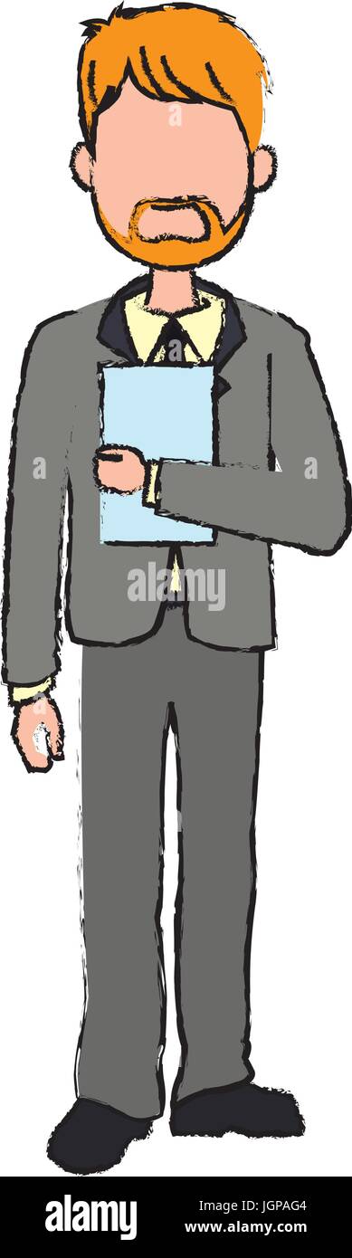 business man cartoon standing people employee vector illustration Stock ...