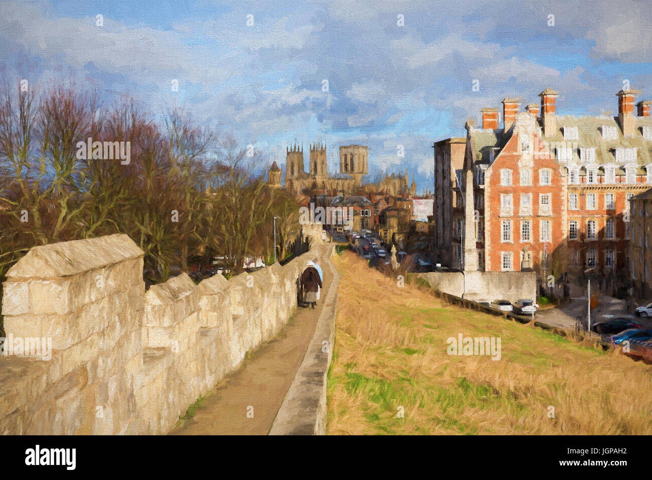 York UK famous city walls in historic Yorkshire England with view ...