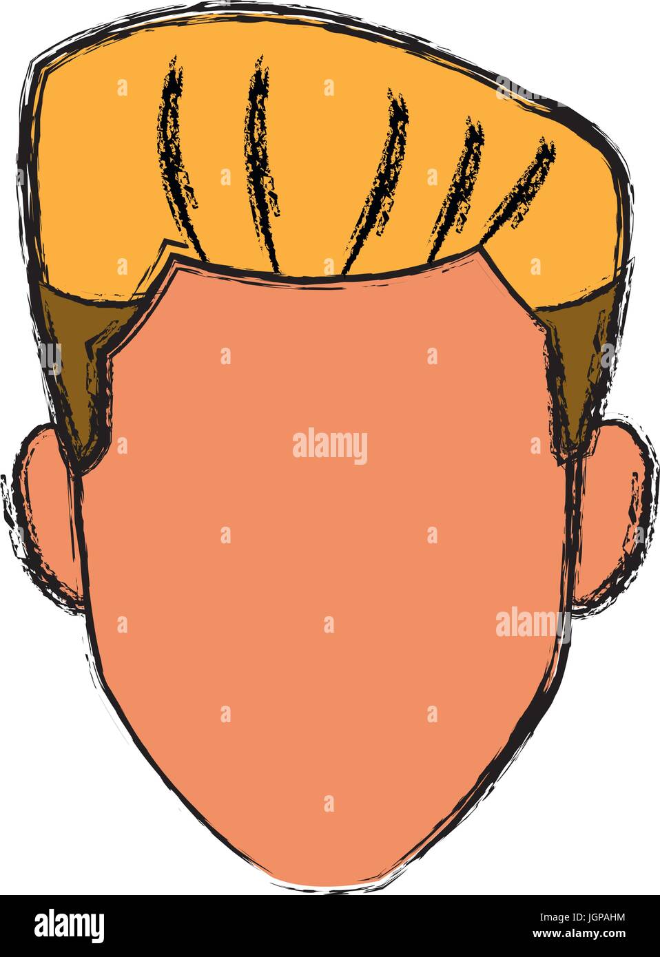 cartoon head young man faceless character vector illustration Stock ...