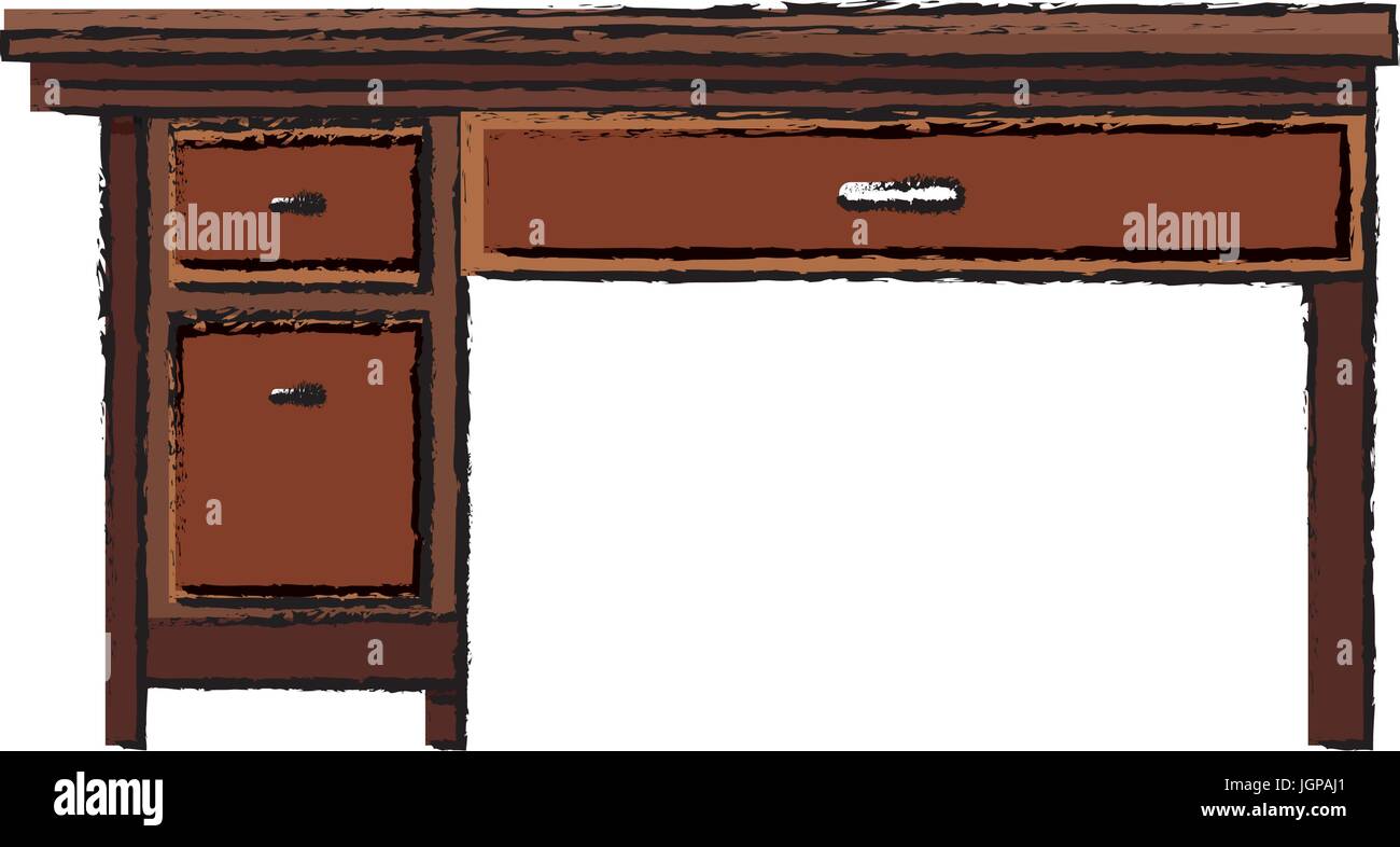 office desk wooden drawer handle furniture vector illustration Stock ...
