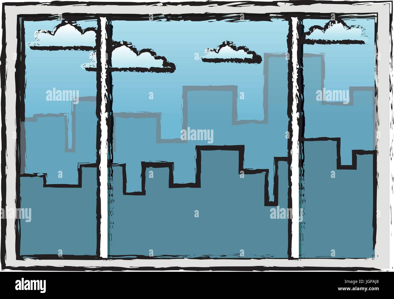 window interior building urban view vector illustration Stock Vector ...