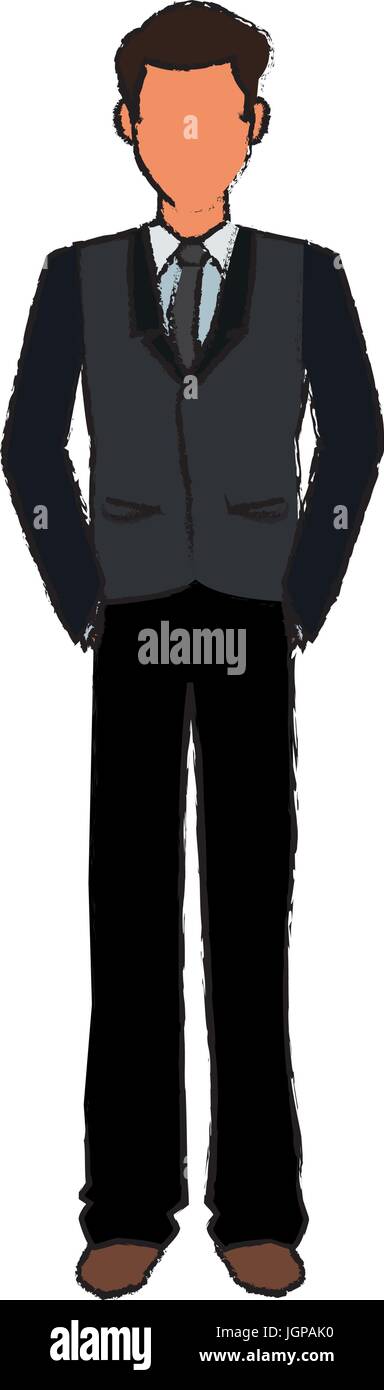 business man cartoon standing people employee vector illustration Stock ...