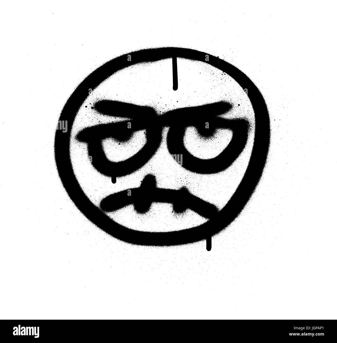graffiti angry emoji sprayed in black over white Stock Vector Image ...