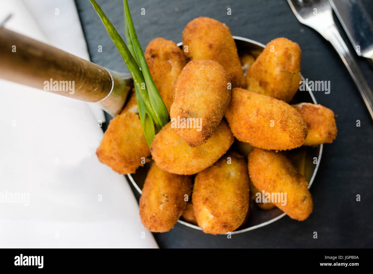 Spanish croquettes, breaded, and fried in olive oil Stock Photo - Alamy