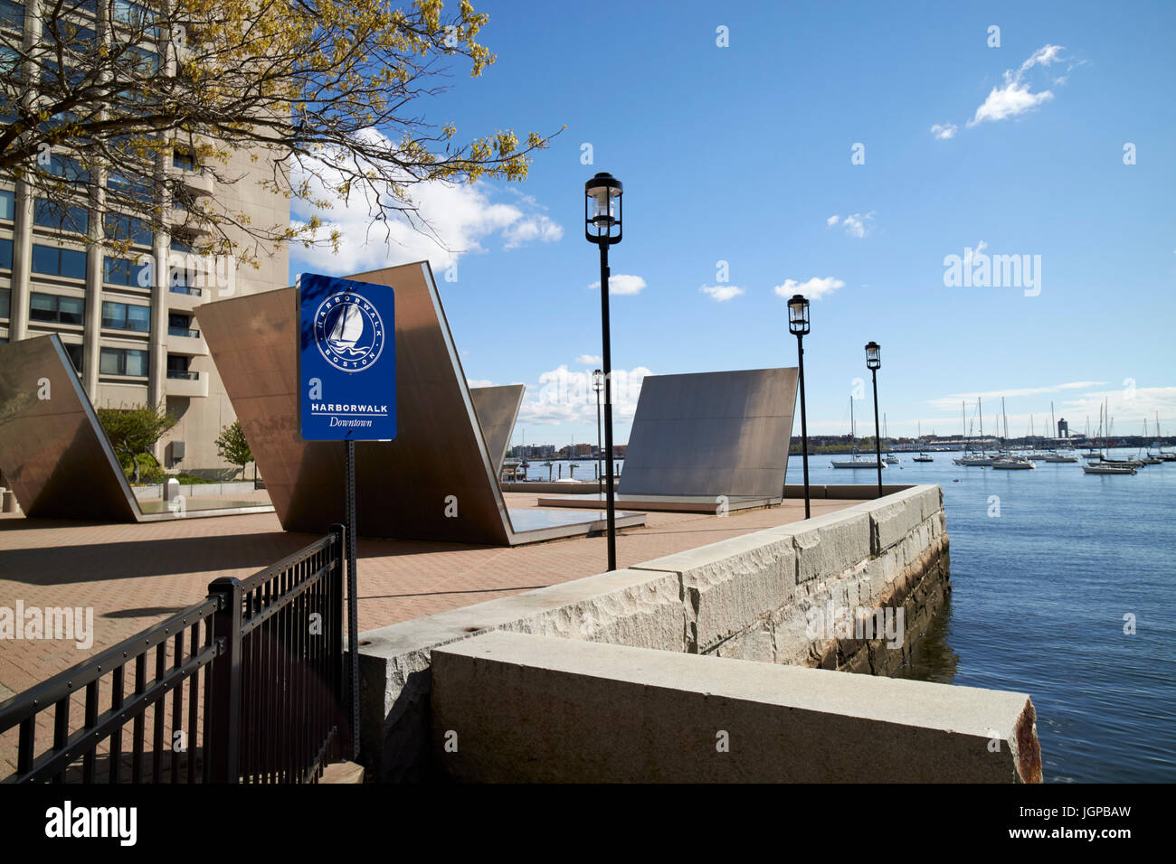 boston harbor waterfront harborwalk Boston USA Stock Photo - Alamy