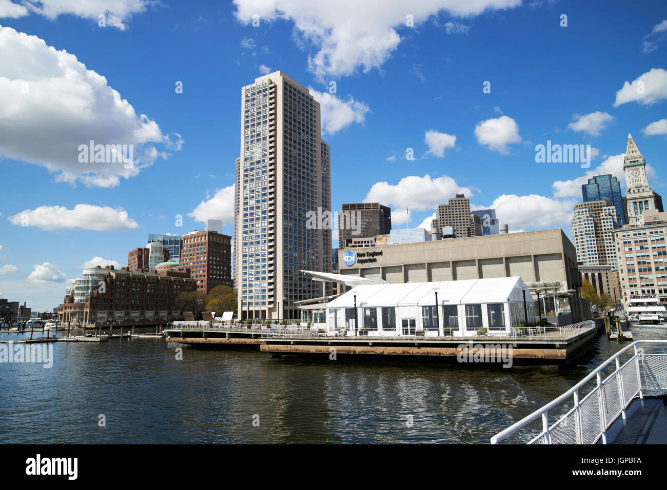 view of boston waterfront harbour including aquarium harbor towers and ...