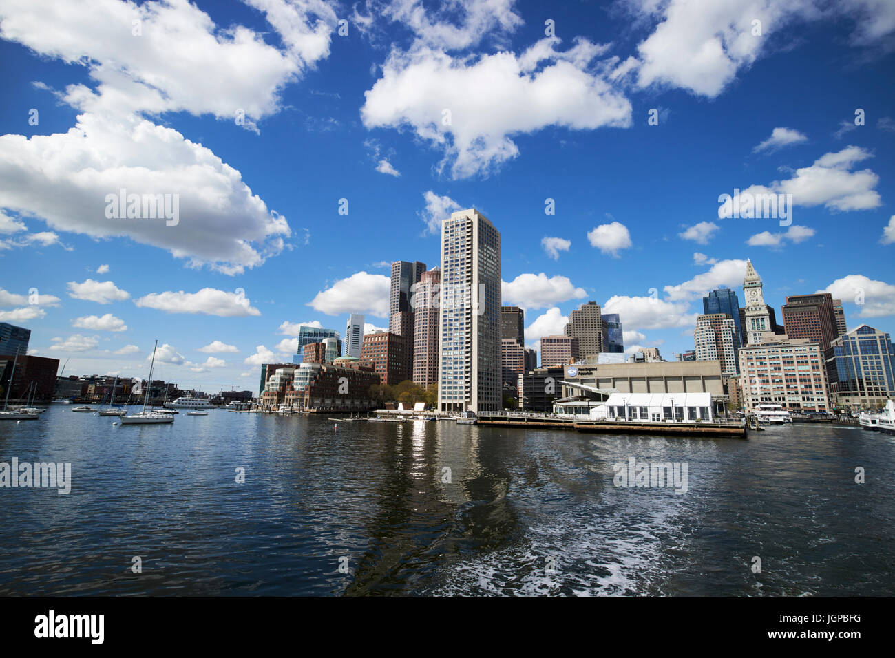 view of boston waterfront harbour including aquarium harbor towers ...