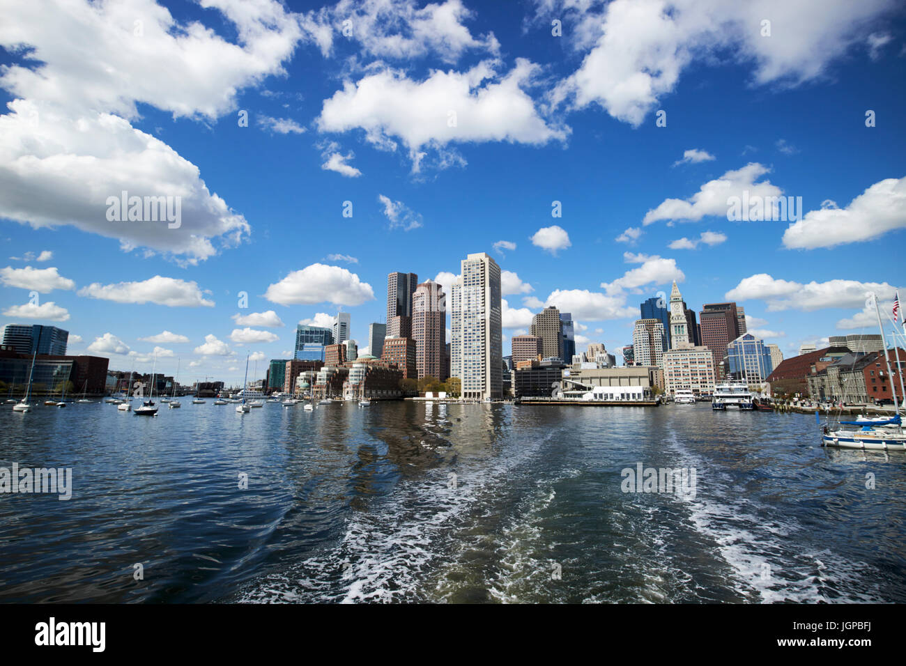 view of crossing boston waterfront harbour including aquarium harbor ...
