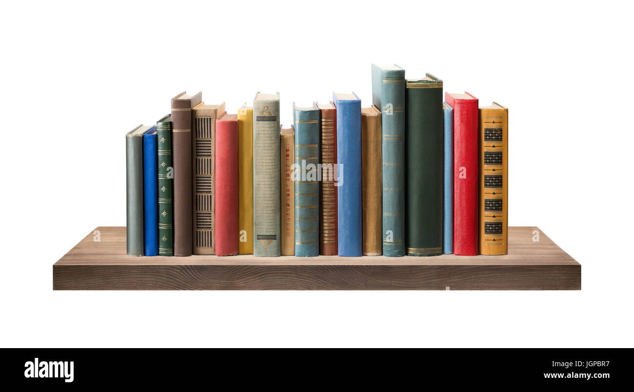 Books on the shelf, isolated Stock Photo - Alamy