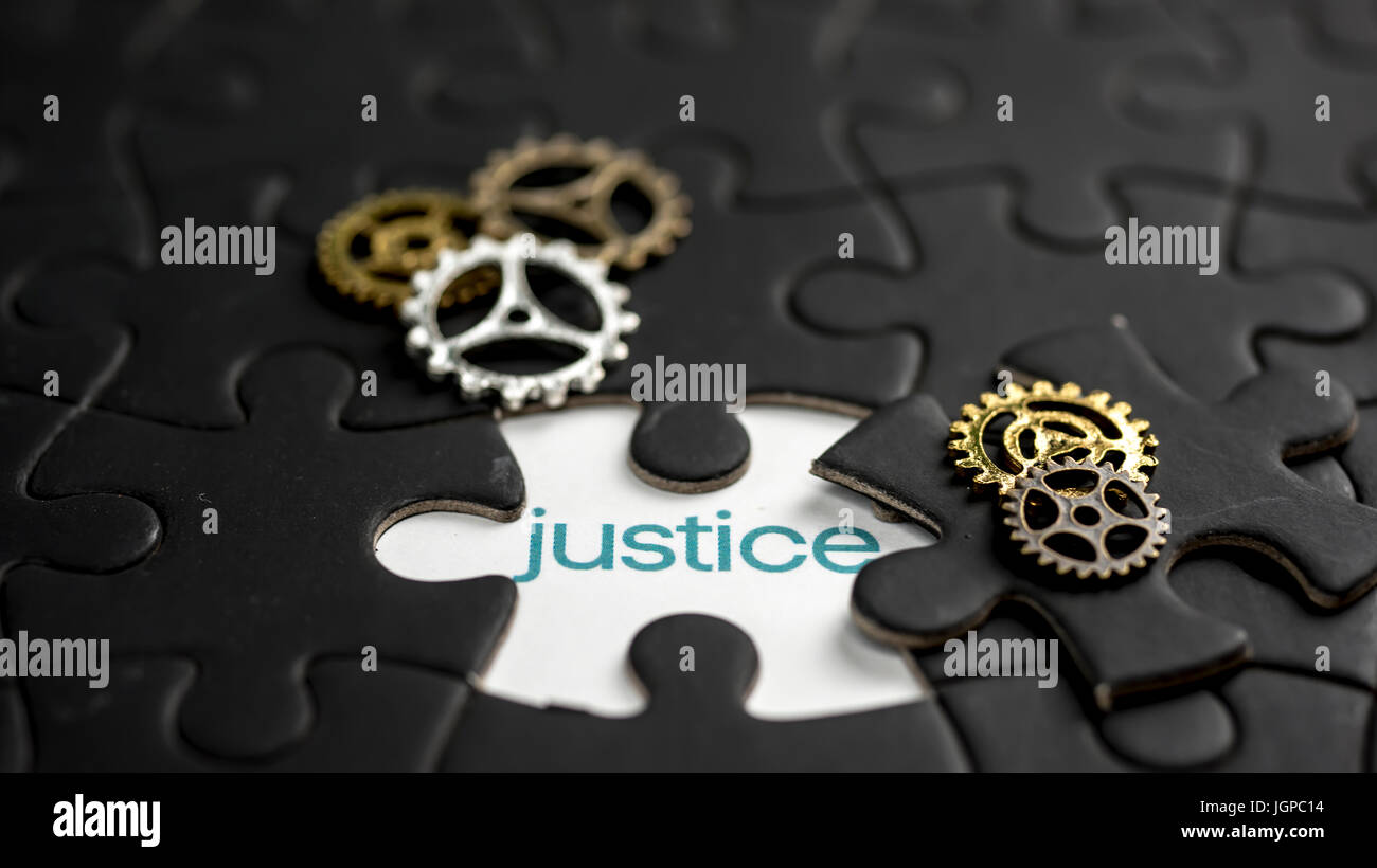Word justice under jigsaw puzzle piece Stock Photo - Alamy