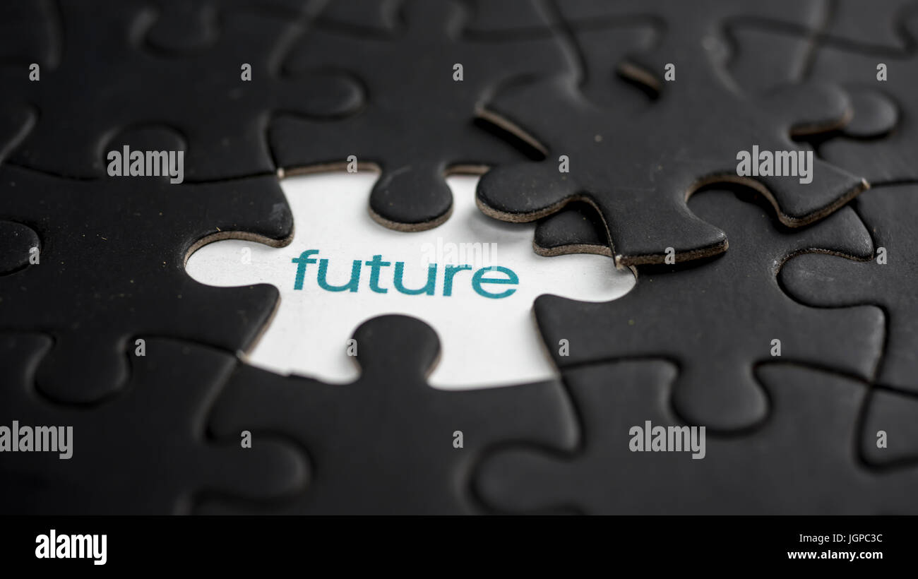 Word future under jigsaw puzzle piece Stock Photo - Alamy