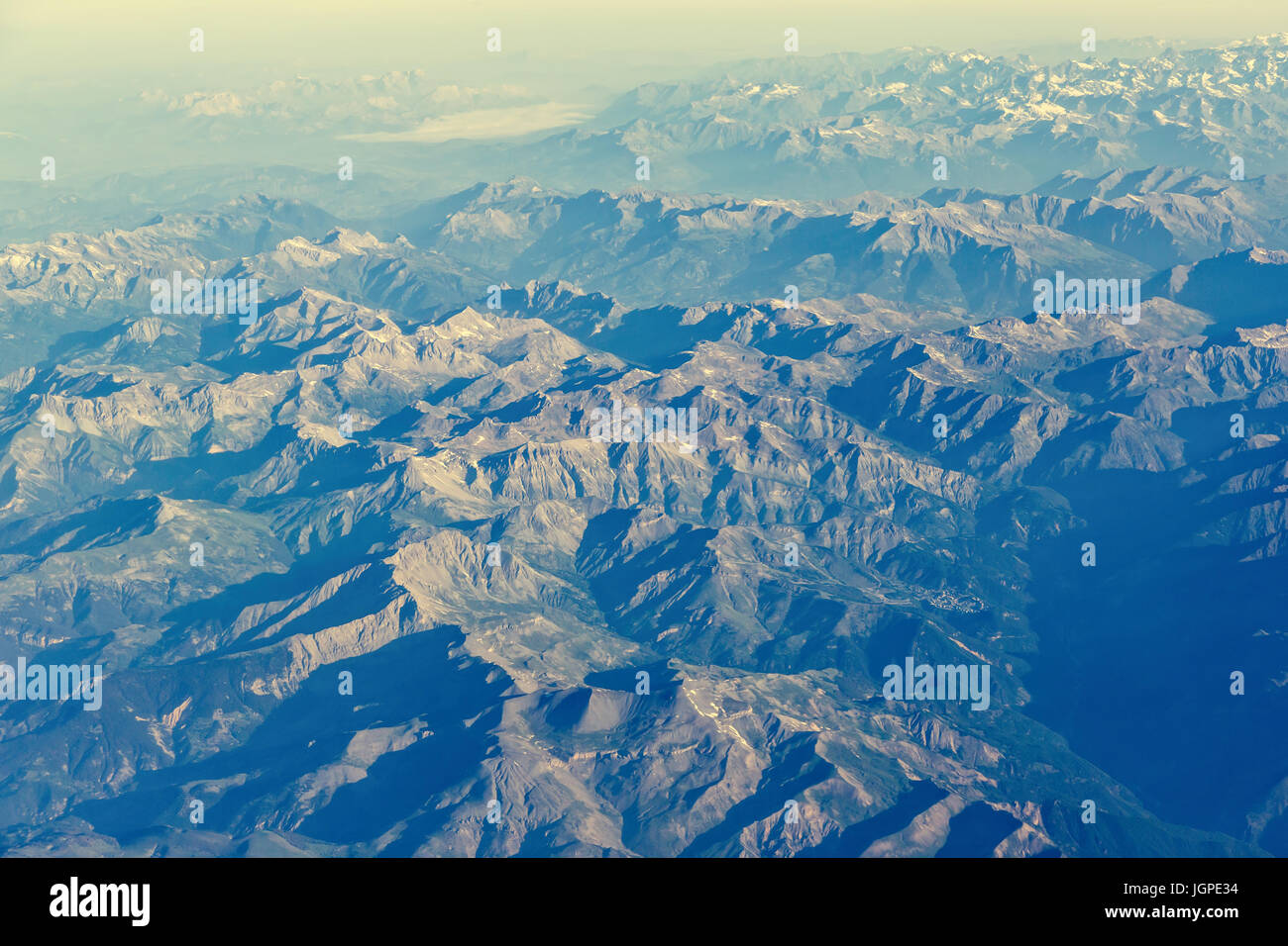 Aerial view of Alps mountains from airplane Stock Photo - Alamy