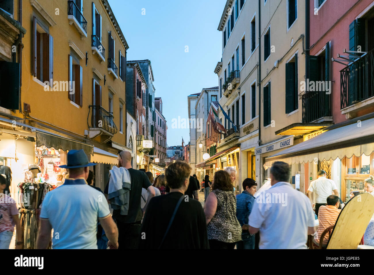 Venice, Veneto, Italy. May 21, 2017: People strolling down the street ...