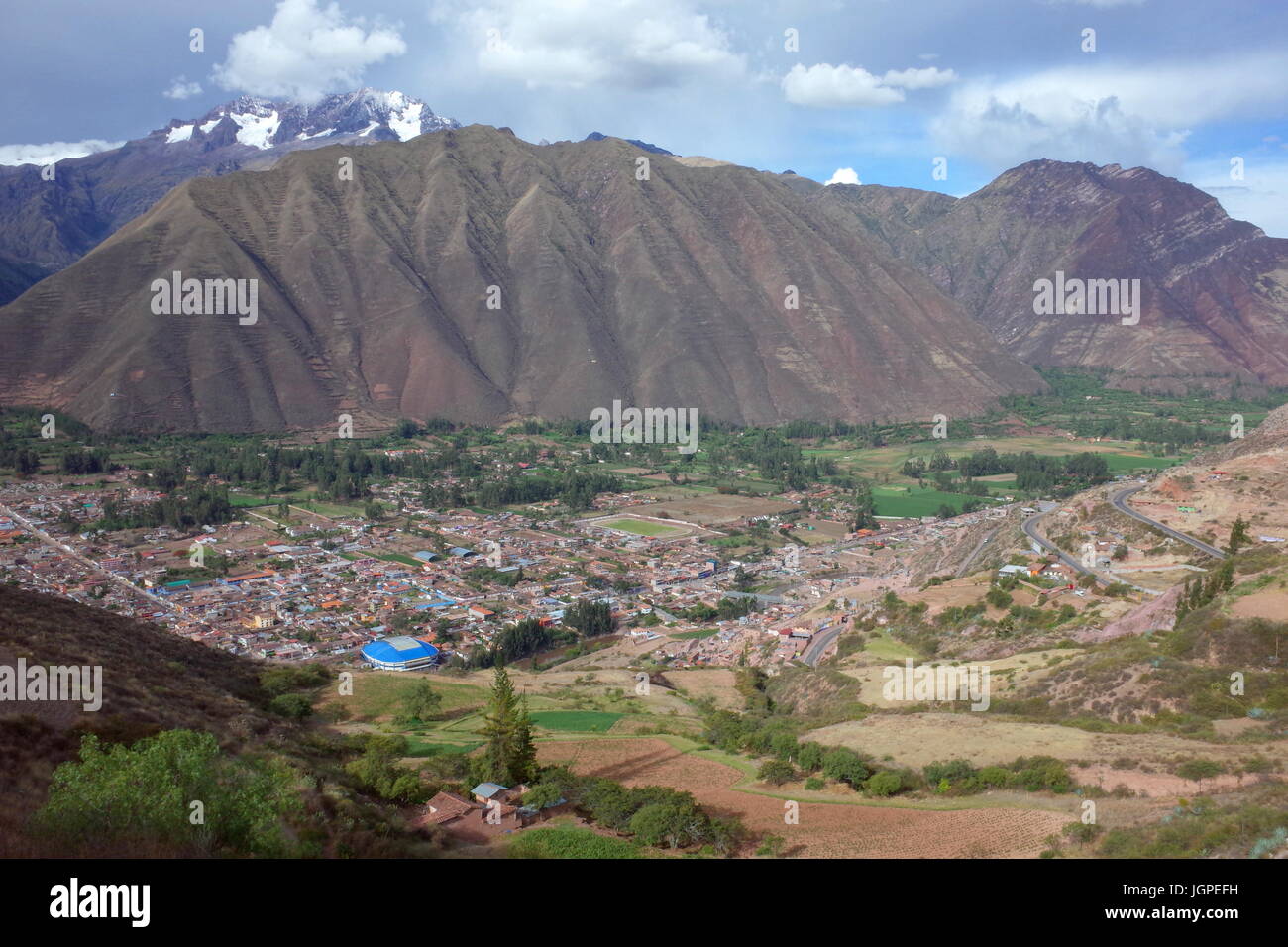 Breath taking view of Urubamba town in the heart of the Sacred Valley ...