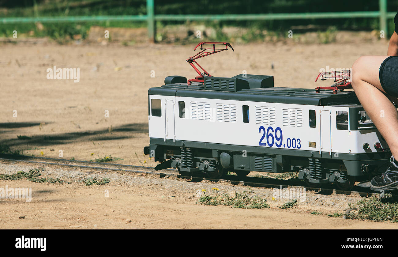 Miniature replica train of real train in Spain Stock Photo - Alamy