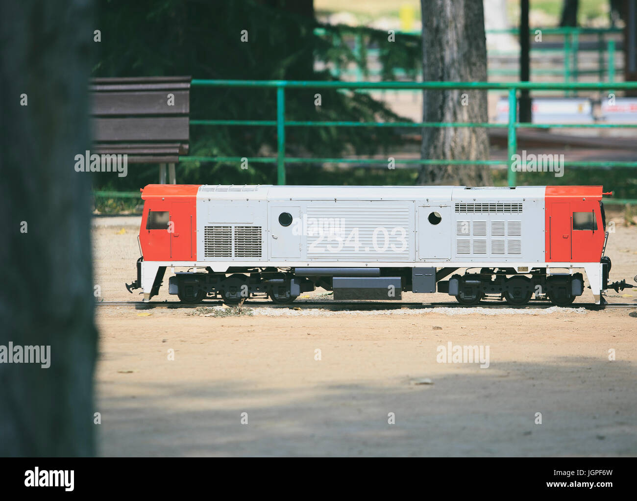 Miniature replica train of real train in Spain Stock Photo - Alamy
