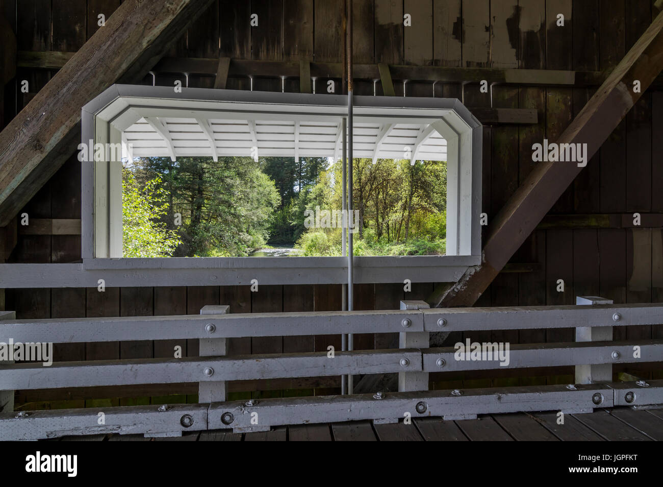 Earnest Covered Bridge crosses the Mohawk River near Marcola, Oregon ...