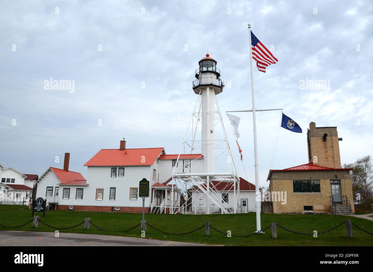 WHITEFISH POINT, MI - MAY 28: The lighthouse at Whitefish Point, MI is ...