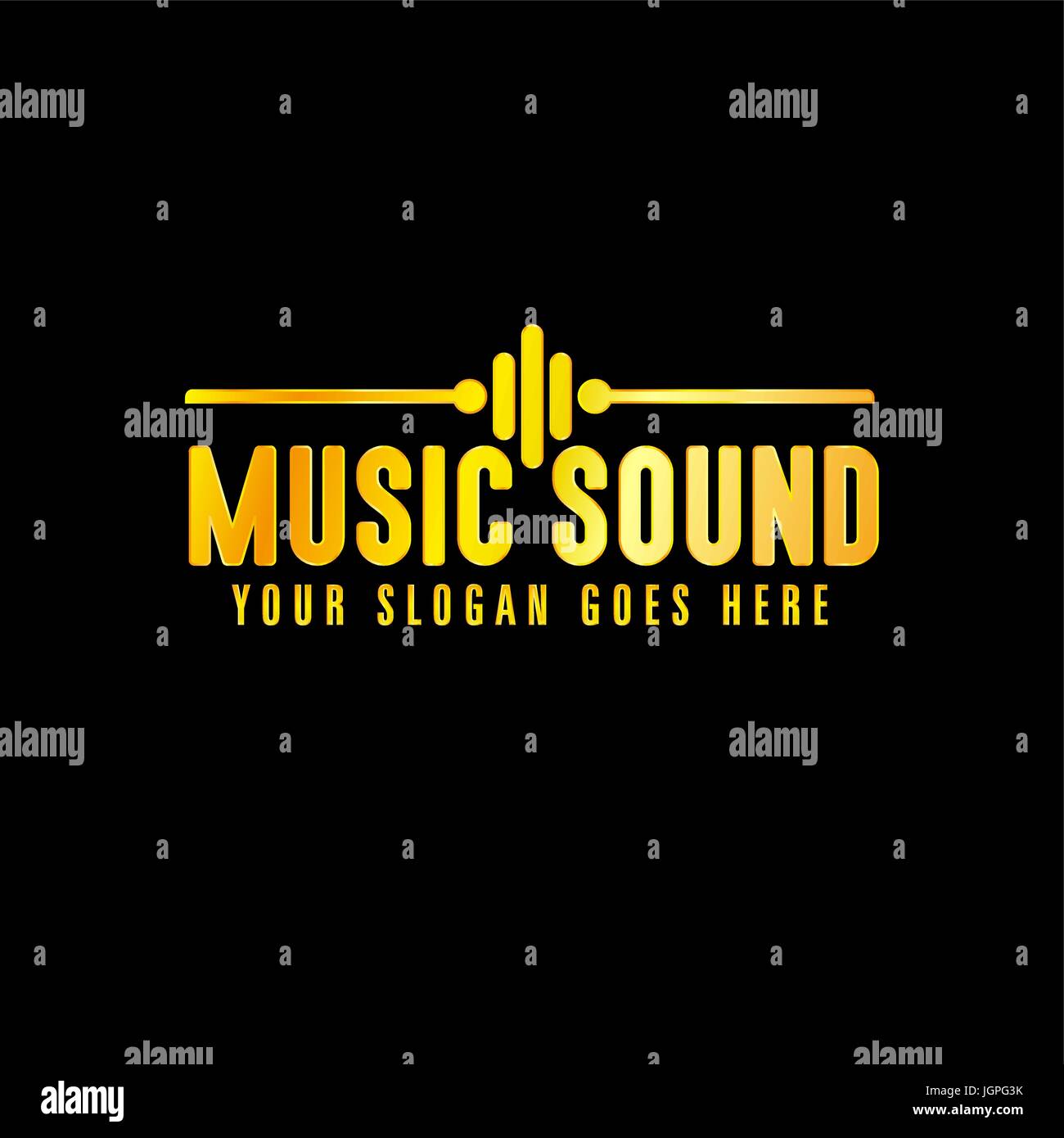Golden Music Emblem with Black Background, Vector, Illustration Stock ...