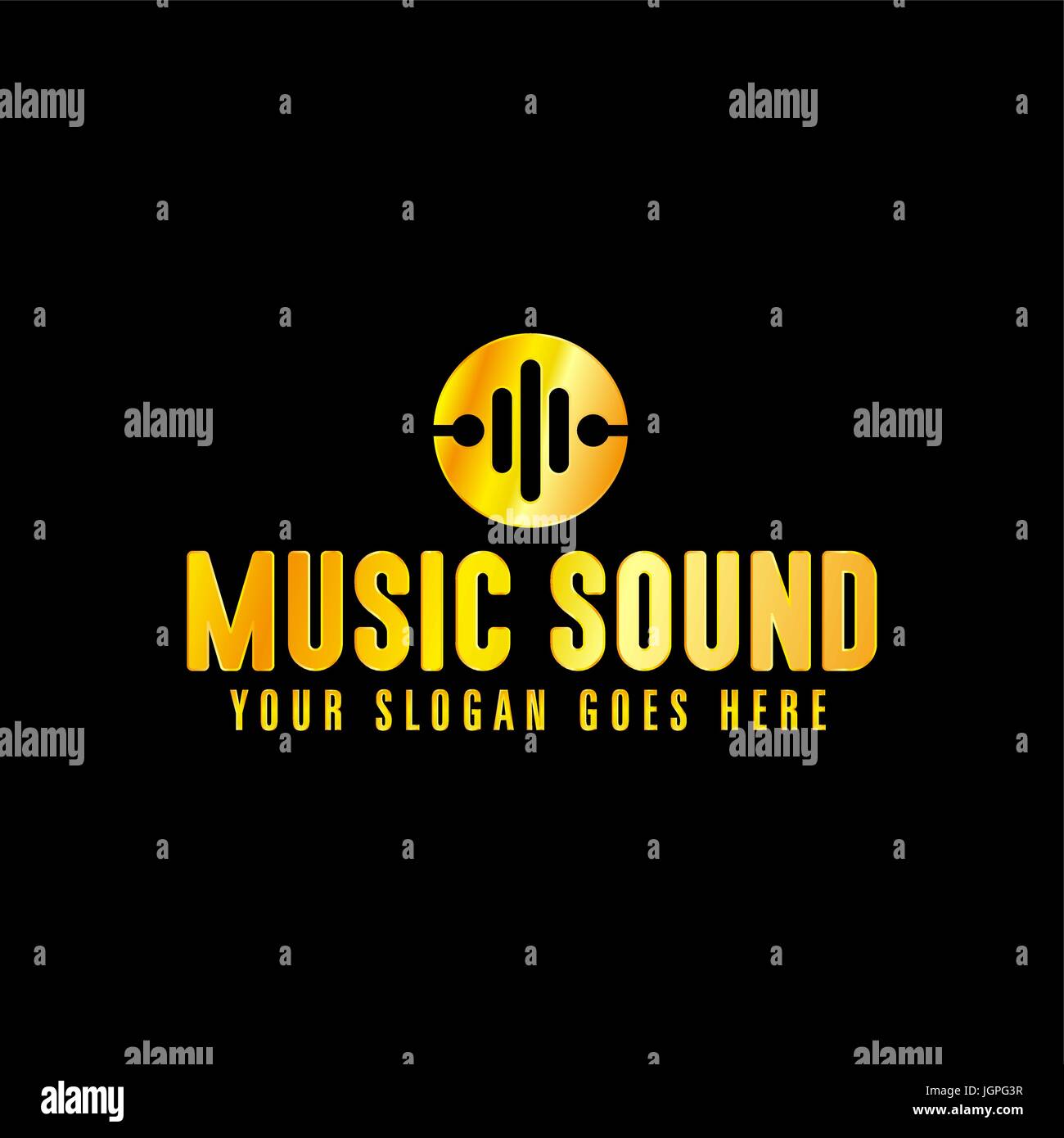 Golden Music Emblem with Black Background, Vector, Illustration Stock ...