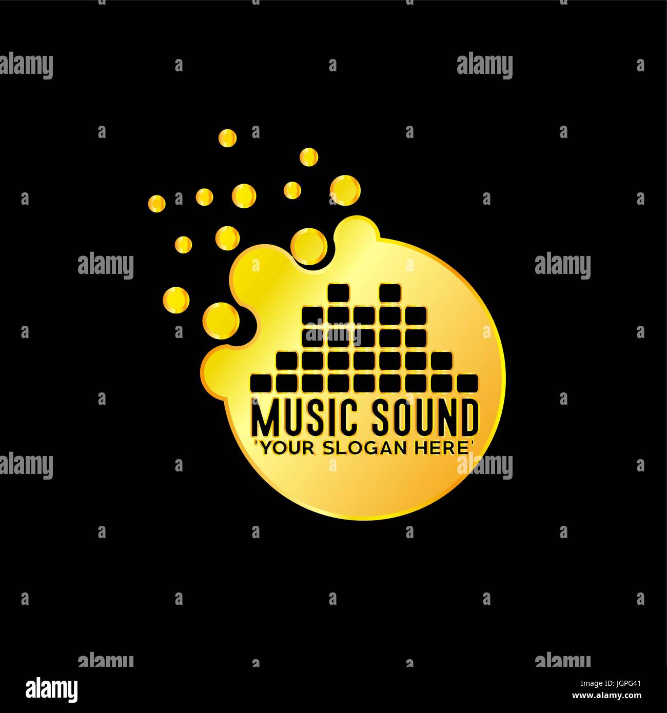 Golden Music Emblem with Black Background, Vector, Illustration Stock ...