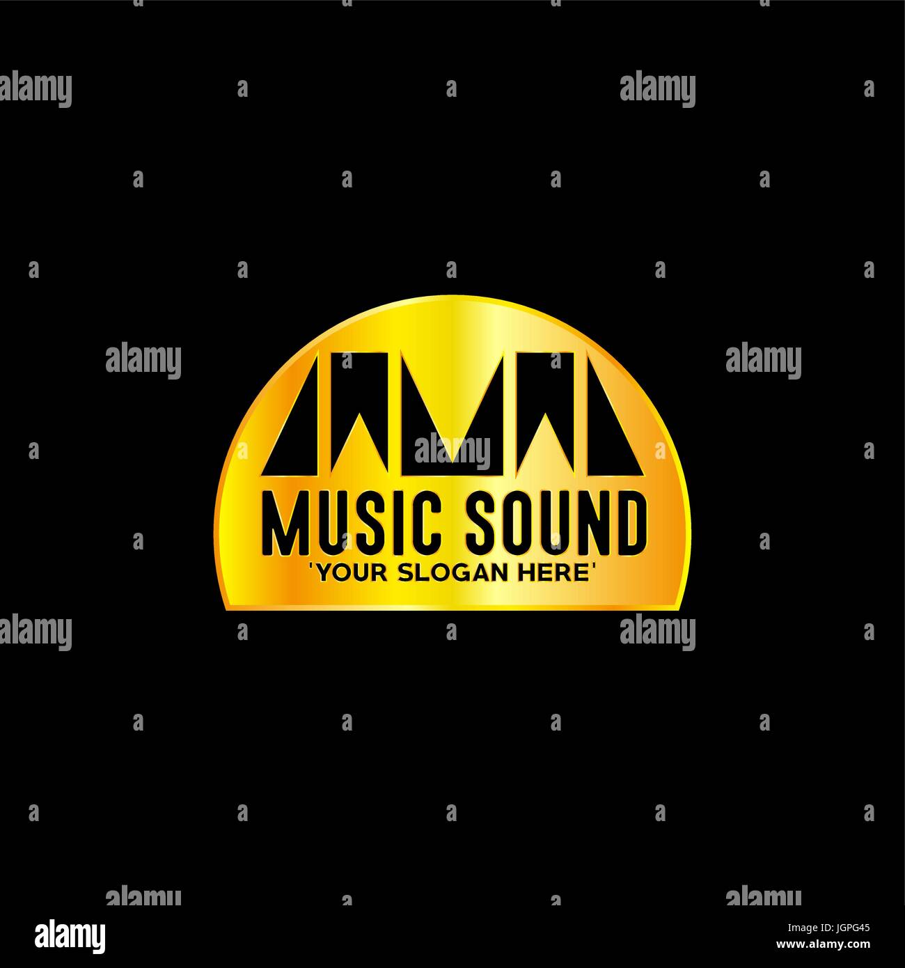 Golden Music Emblem with Black Background, Vector, Illustration Stock ...
