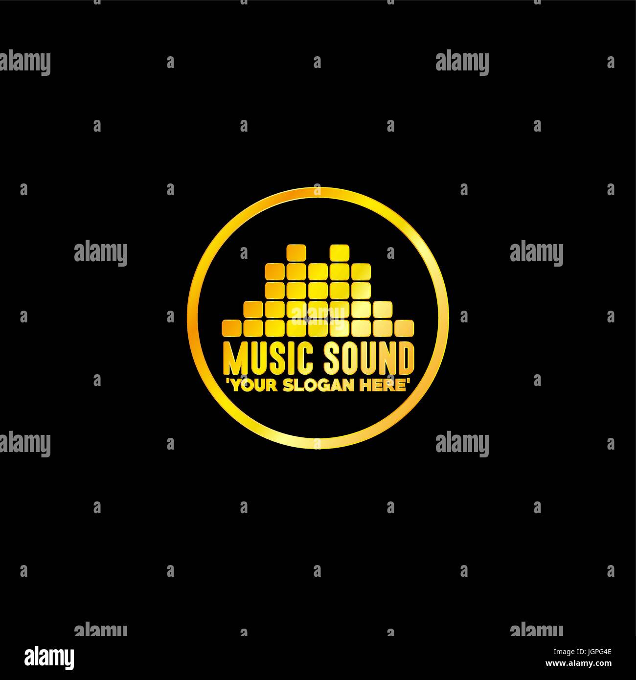 Golden Music Emblem with Black Background, Vector, Illustration Stock ...