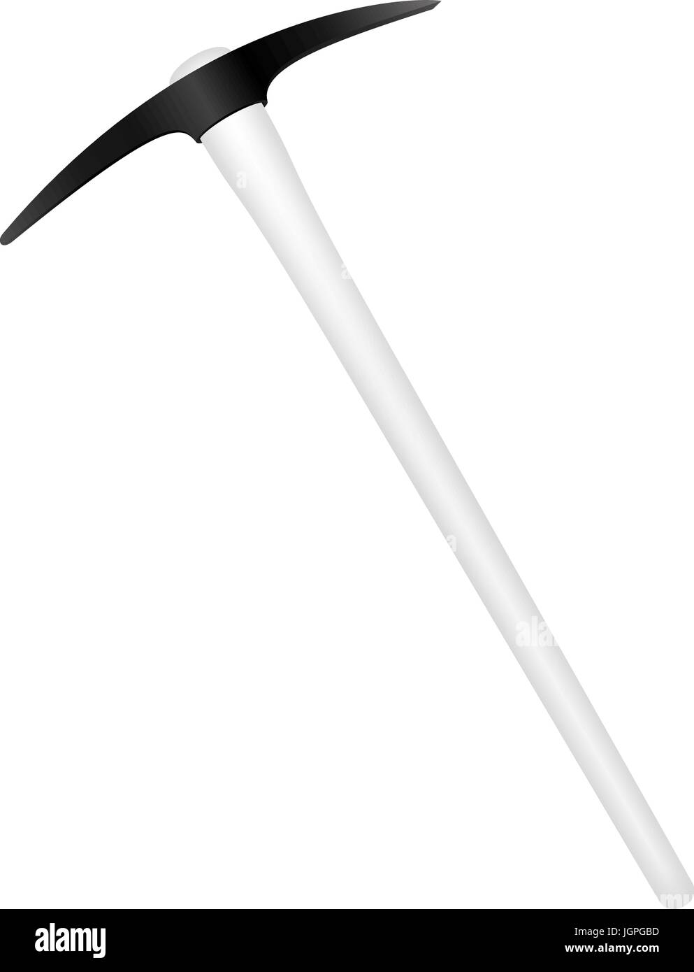 Mattock in black design with white handle on white background Stock ...