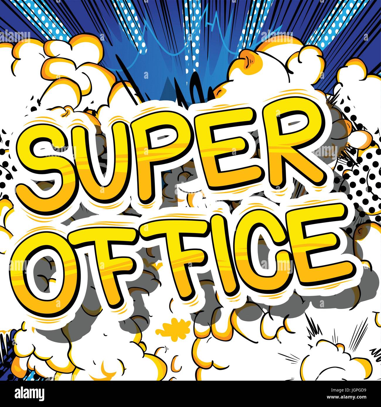 Super Office - Comic book style phrase on abstract background Stock ...