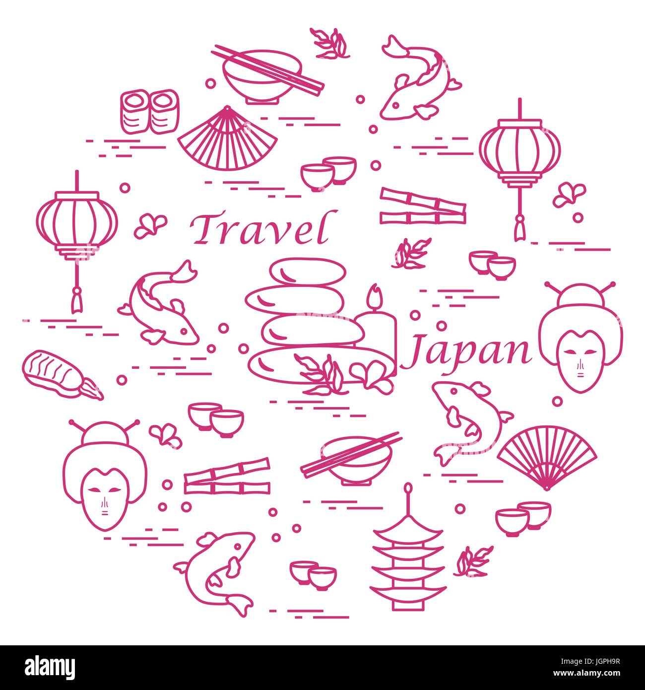 Cute vector illustration with massage stones for spa procedures, flower ...