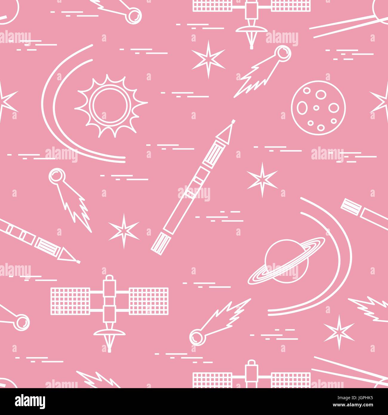Seamless pattern with variety space exploration elements. Design for ...